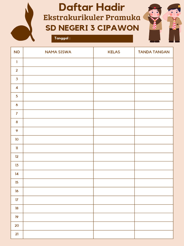 Daftar Hadir Siswa Ekstra Pramuka | PDF