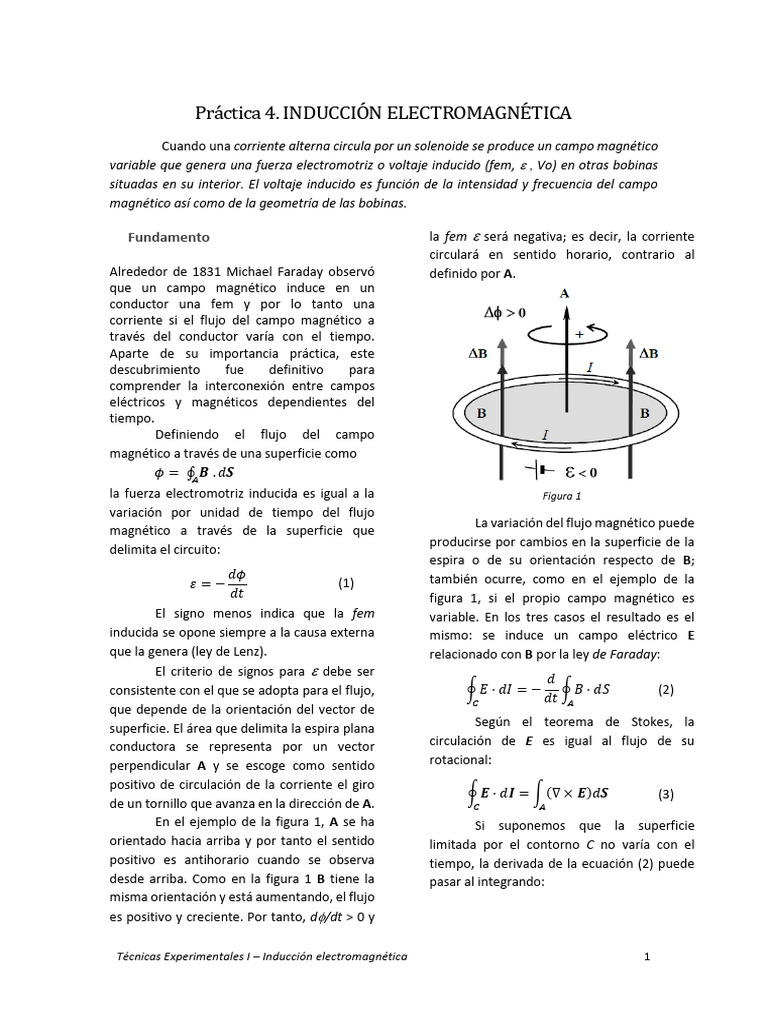 Práctica 4 INDUCCIÓN ELECTROMAGNÉTICA | PDF | Inducción ...