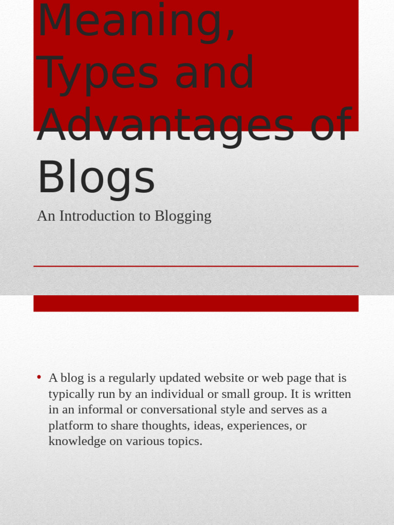Updated Meaning Types Advantages of Blogs | PDF