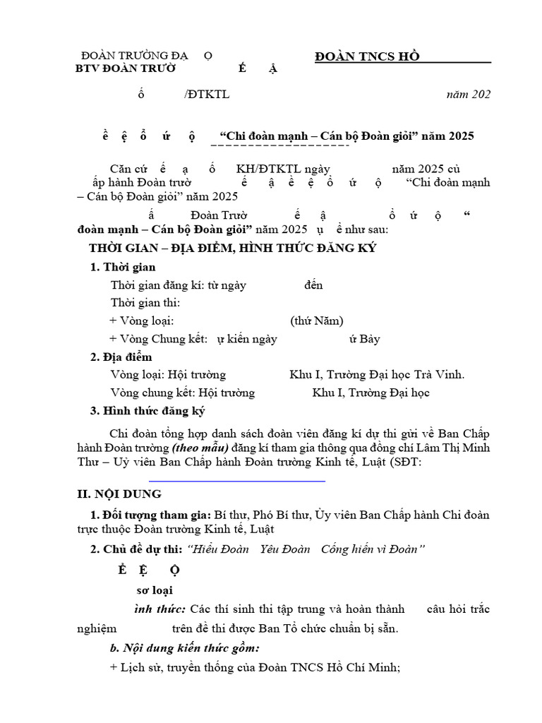 Thong Bao Hoi Thi CD Manh - CB Doan Gioi | PDF
