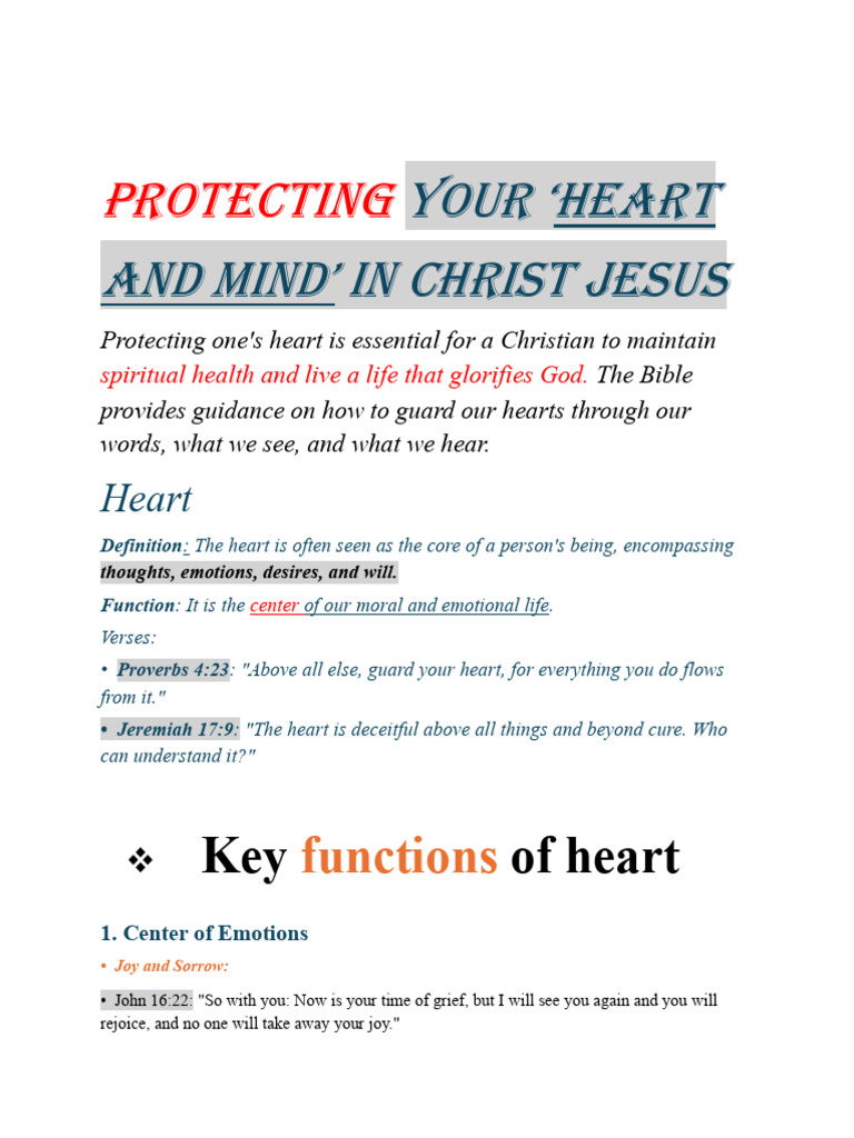 Guarding Your Heart: Biblical Insights | PDF | Jesus | Self-Management
