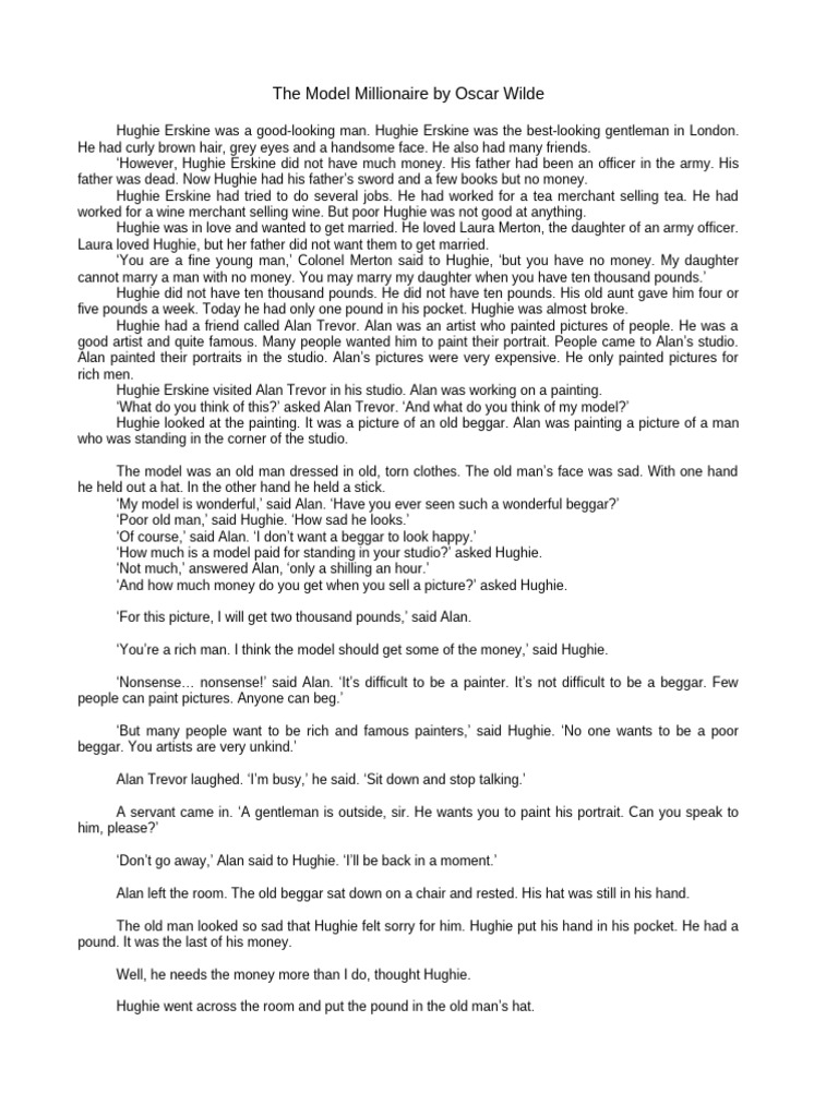 The Model Millionaire by Oscar Wilde | PDF