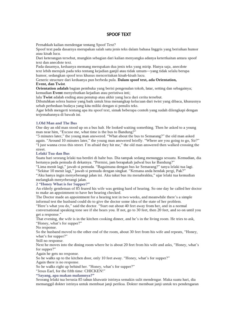 SPOOF TEXT - Kelas XI | PDF