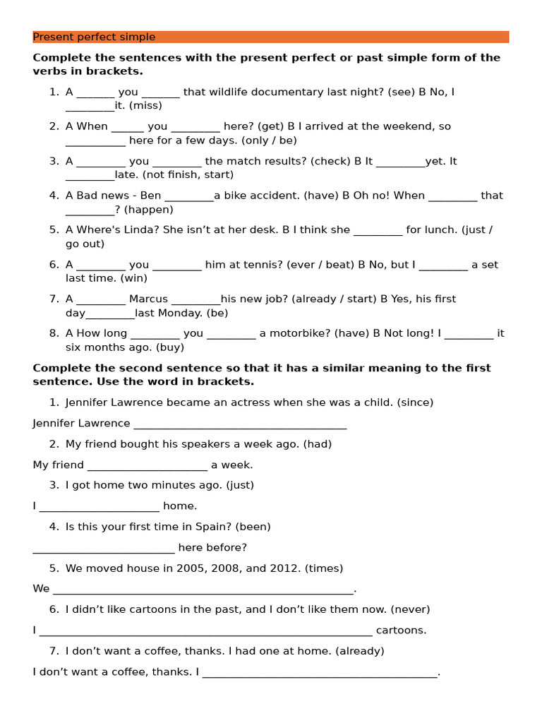 Present Perfect Simple | PDF