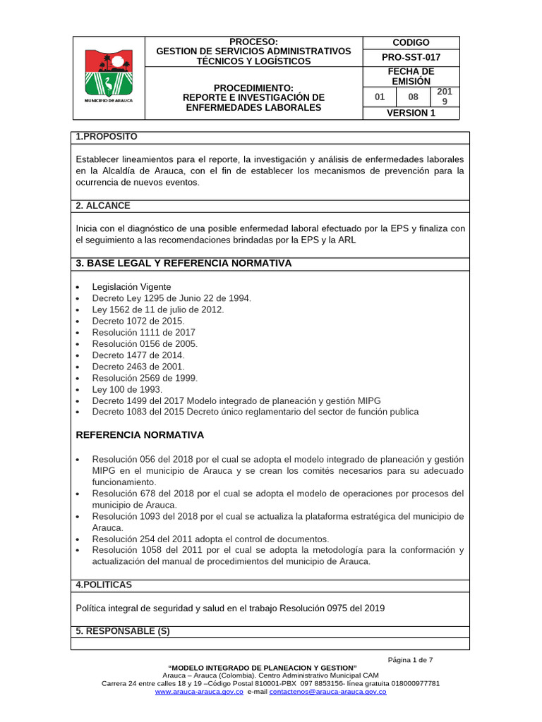 Pro-Sst-017 Procedimiento de Reporte de Investigación de Enfermedad General | PDF | Colombia ...