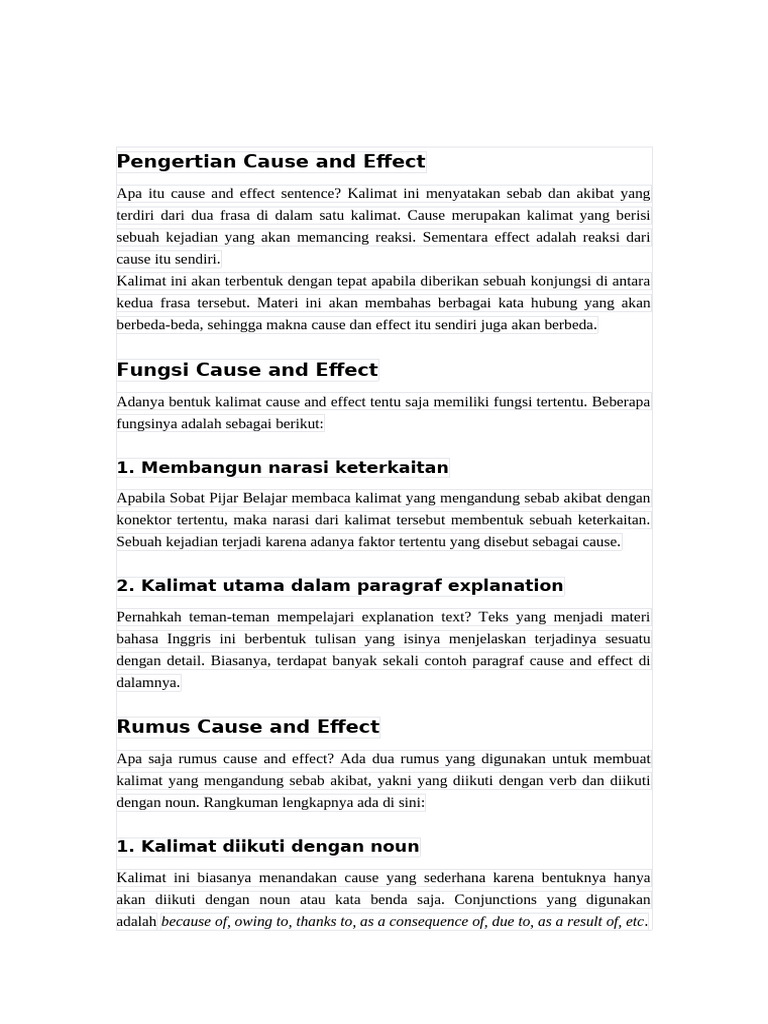 Pengertian dan Contoh Cause and Effect | PDF