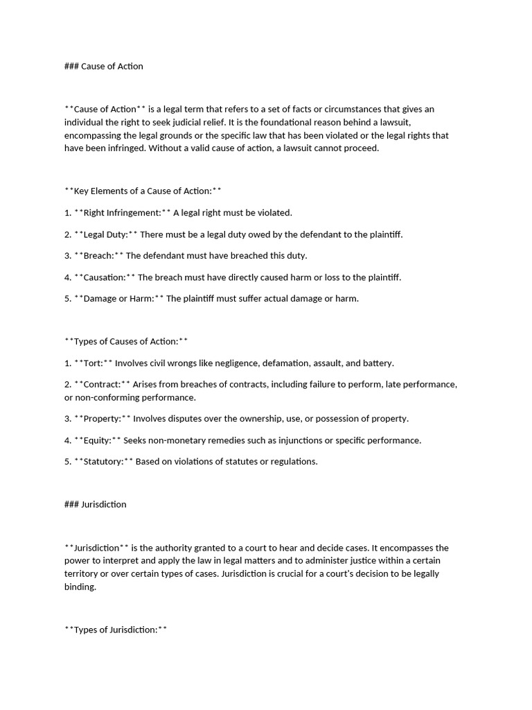 Understanding Cause of Action & Jurisdiction | PDF | Cause Of Action ...