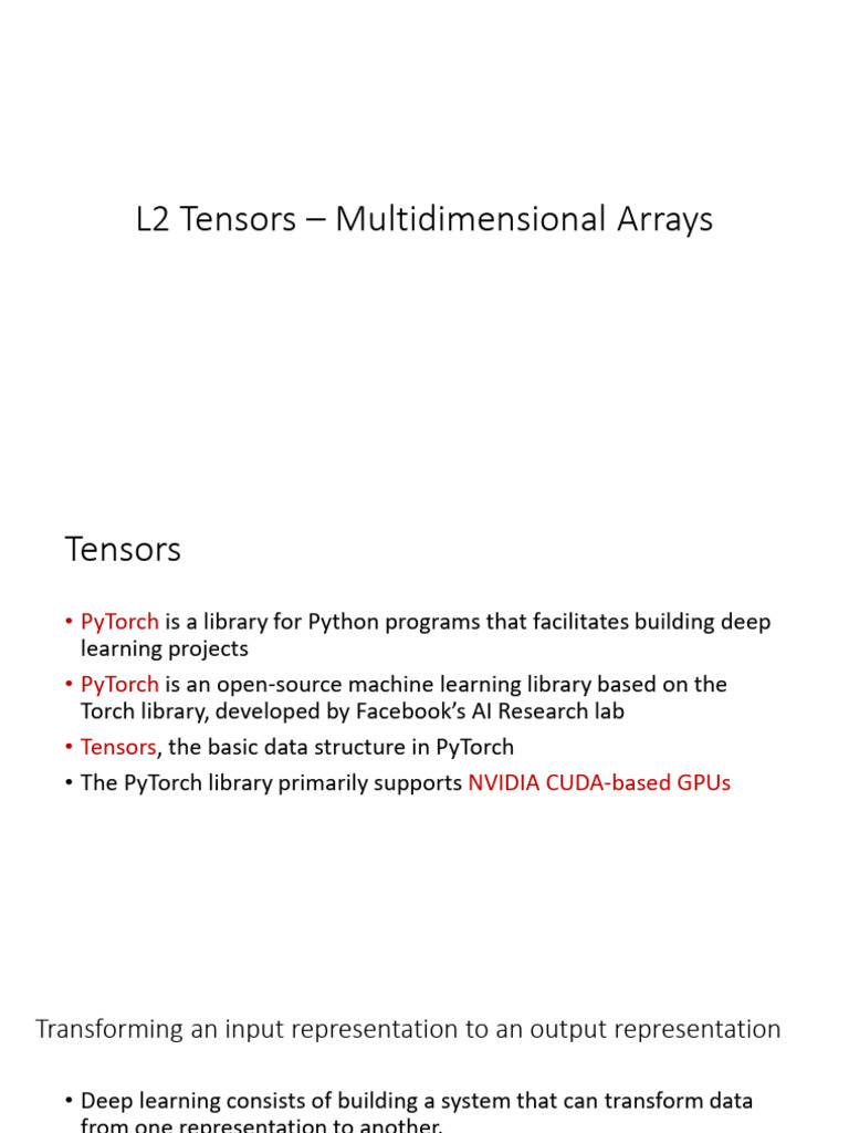 L2 Tensors Multidimensional Arrays | PDF | Matrix (Mathematics) | Deep Learning