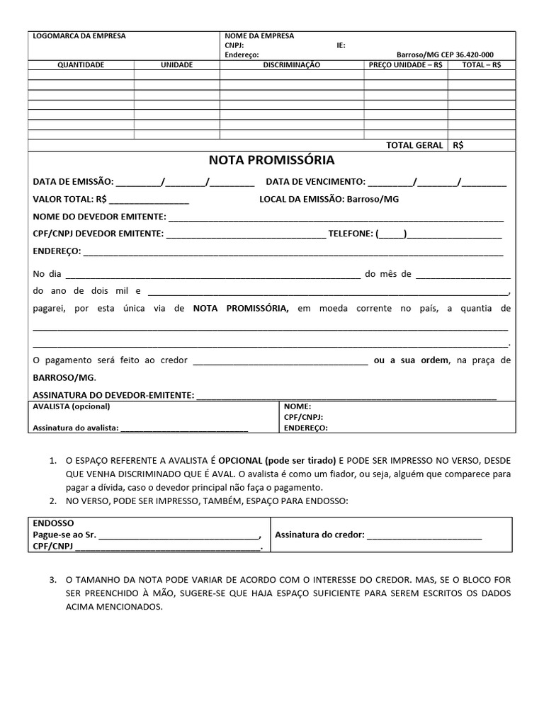 Modelo Nota Promissoria | PDF | Nota promissória