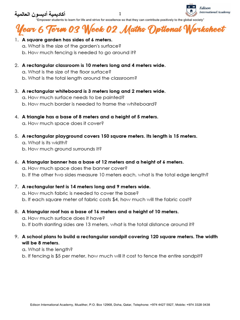 Y6 T3 W02 MATHS OPTIONAL WORKSHEET_10042025_083223_250410_175112 | PDF ...