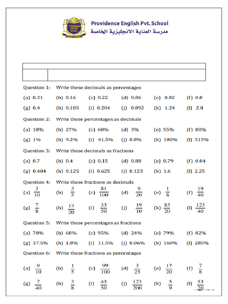 Ex10.1 Revision Worksheet | PDF