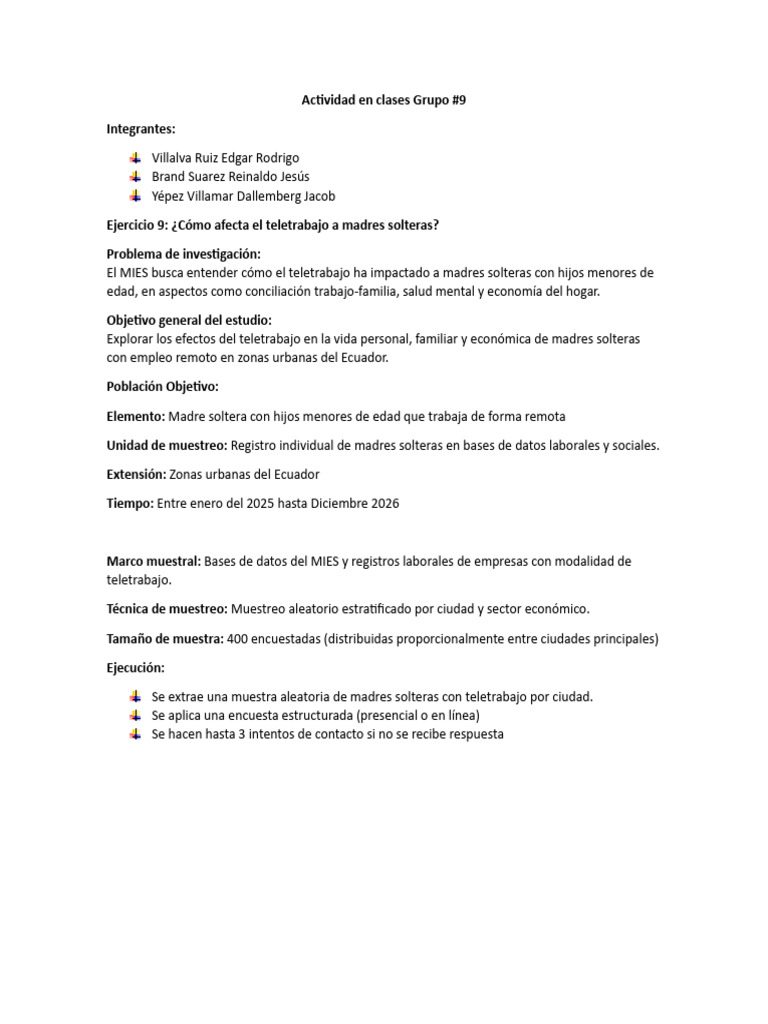 Actividad en Clases Grupo #9 | PDF