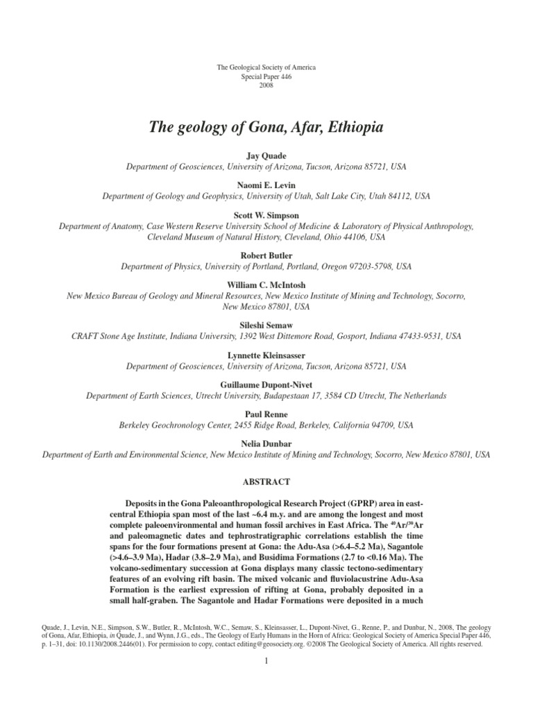 The Geology of Gona Afar Ethiopia | PDF | Rocks | Sedimentology