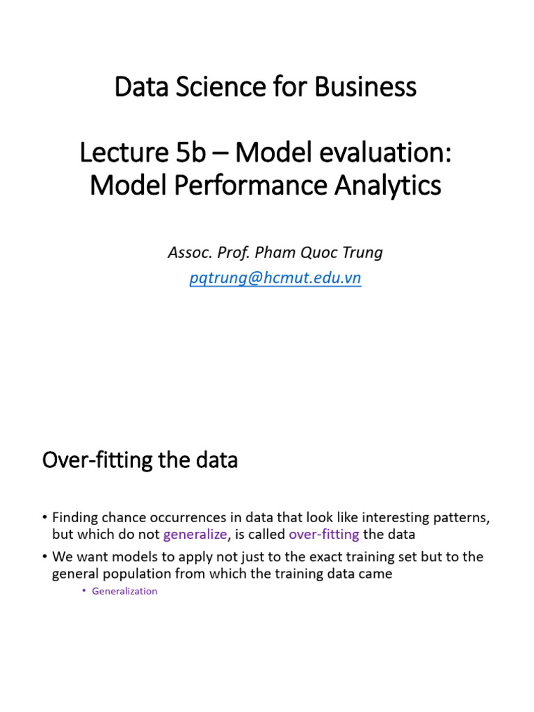 Lecture 5b - Model Performance Analytics | PDF | Cross Validation ...