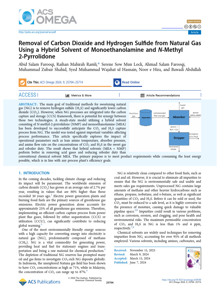 H2S and CO2 Removal from Natural Gas | PDF | Carbon Capture And Storage ...