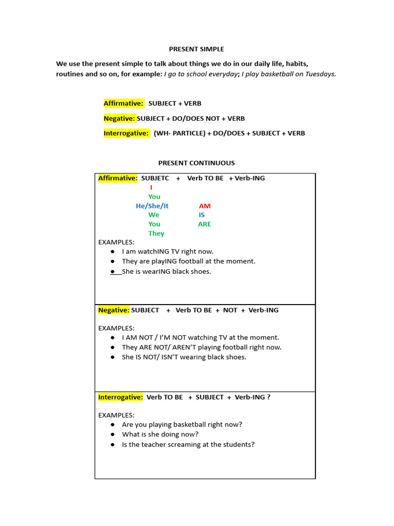 Present Simple vs Continuous Explained | PDF | Verb | Linguistic Typology
