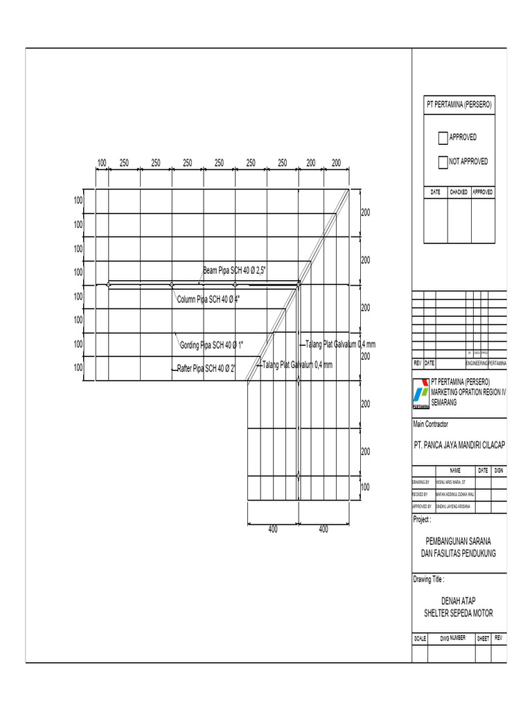 DENAH RANGKA ATAP Pertamina Shelter-Model | PDF