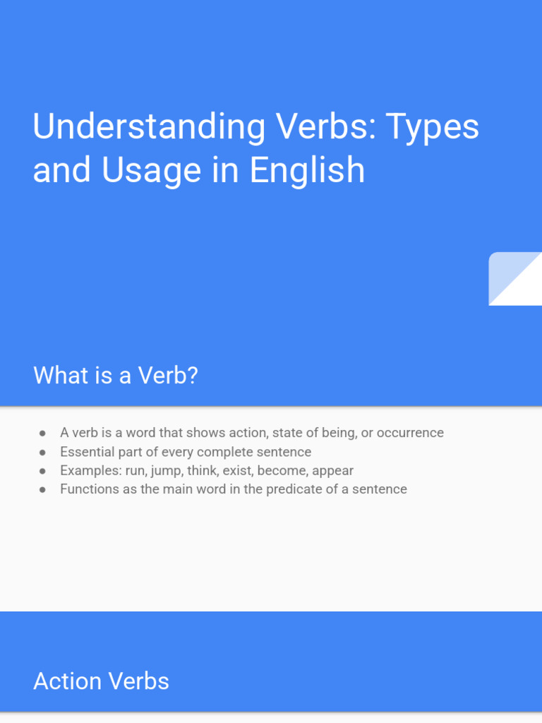 Understanding Verbs_ Types and Usage in English | PDF
