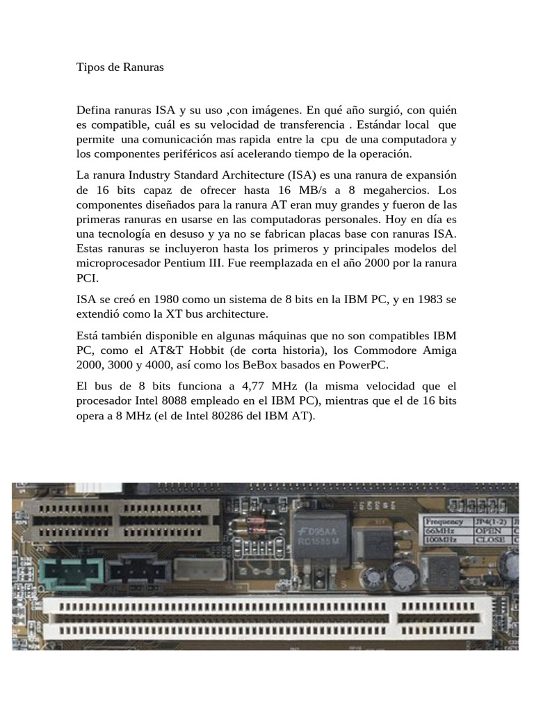 Tipos de Ranuras de Expansión en PC | PDF | USB | Ingeniería Informática