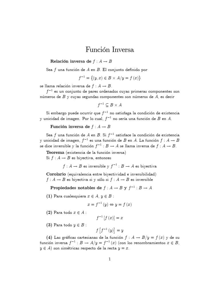 Función Inversa | PDF | Función (Matemáticas) | Matemática Elemental
