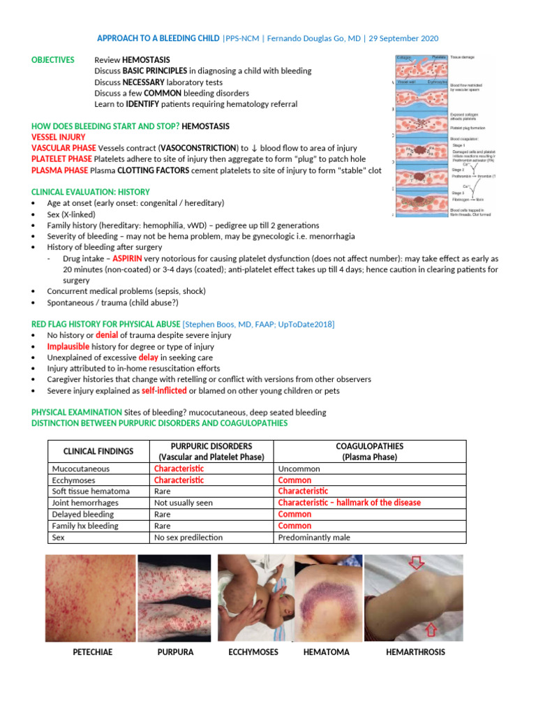 Approach To A Bleeding Child - Relearning The Basics | PDF | Coagulation | Bleeding