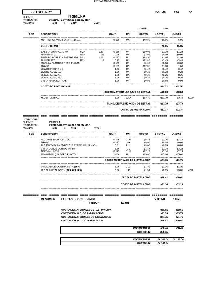 COTZ-603-LG-LT (Letras Block en MDF) | PDF