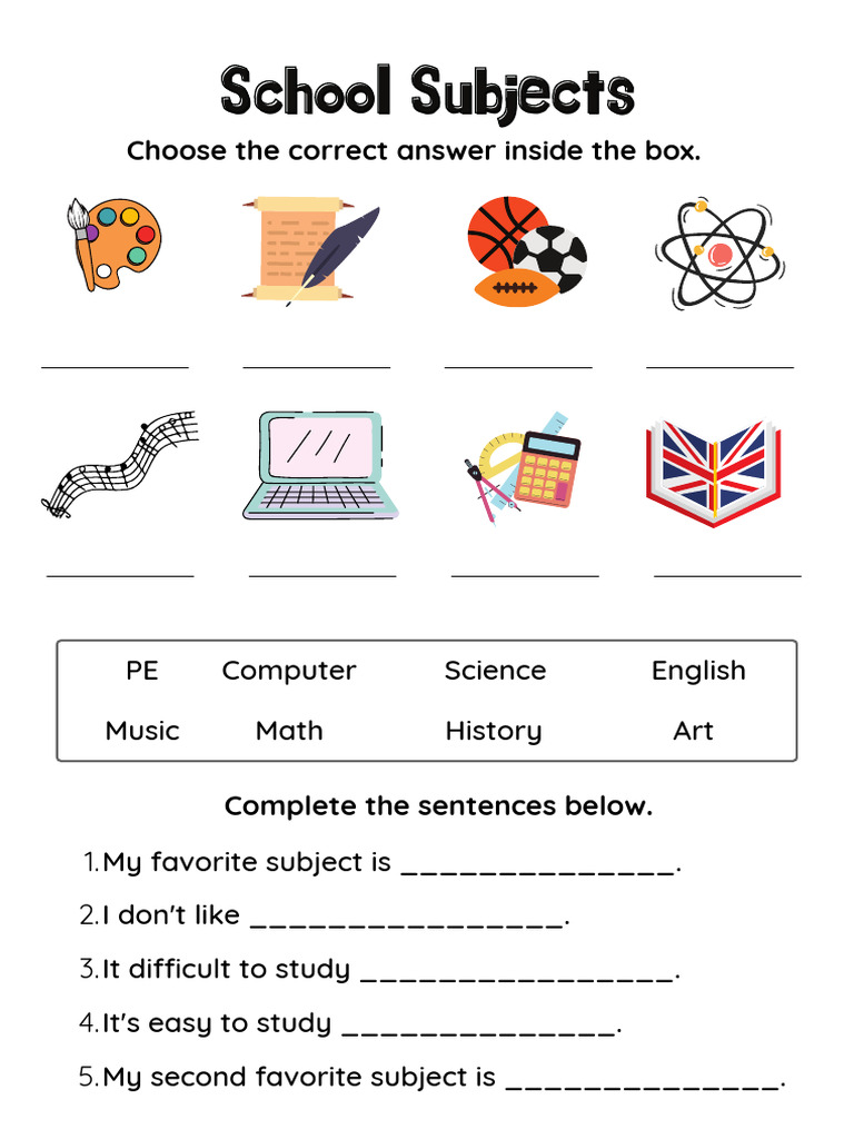 Print-Friendly School Subjects | PDF