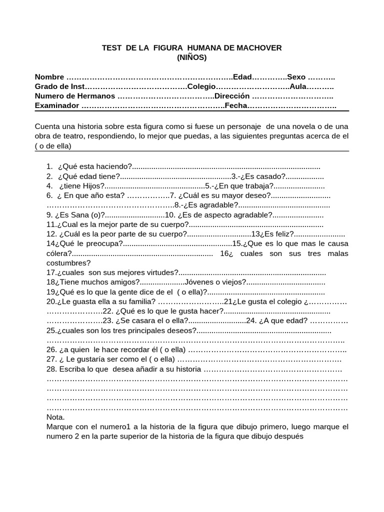 Evaluación del Test de Machover en Niños | PDF