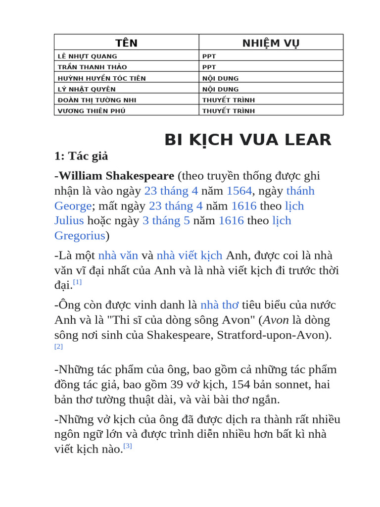 BI KỊCH VUA LEAR | PDF