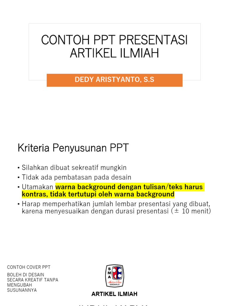 Contoh PPT Presentasi Artikel Ilmiah | PDF