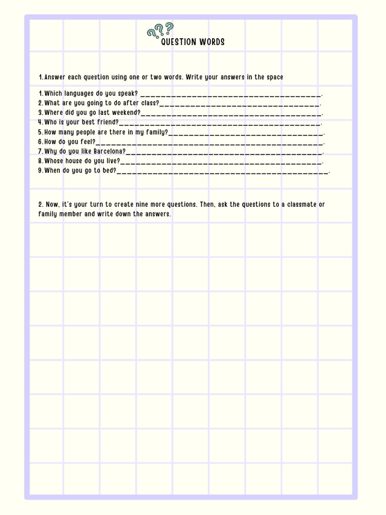 A1-2. Question Words | PDF