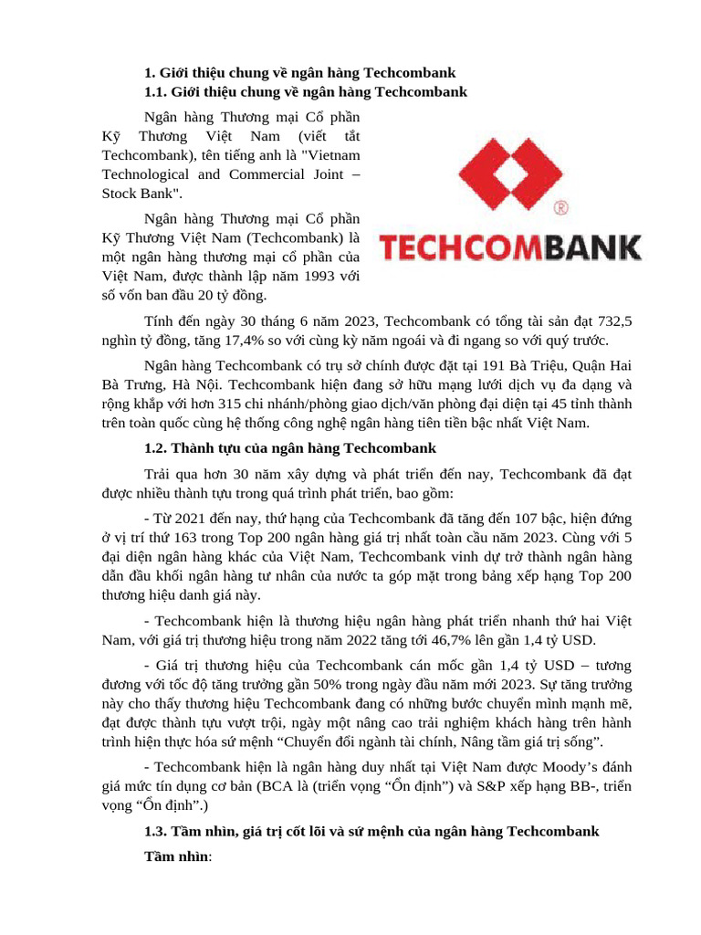 GIỚI THIỆU VỀ SẢN PHẨM VAY MUA NHÀ CỦA TECHCOMBANK | PDF