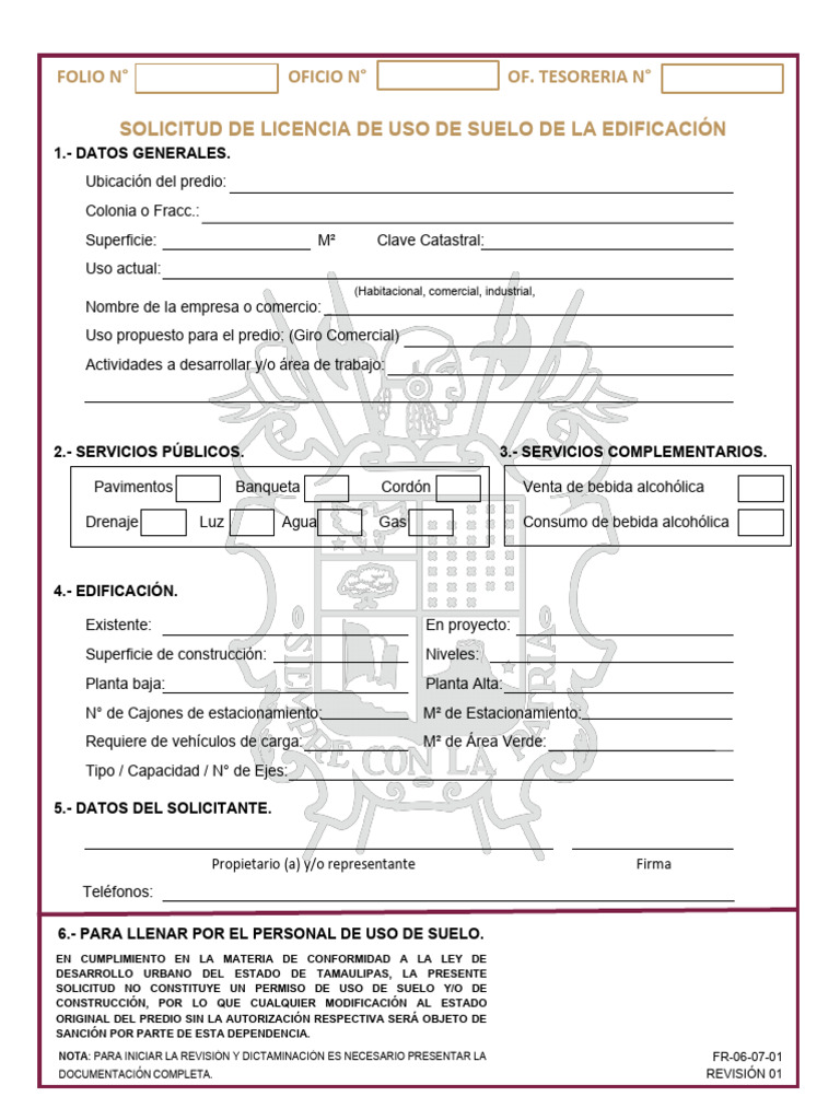 Solicitud de Licencia de Uso de Suelo de La Edificación | PDF | edificio