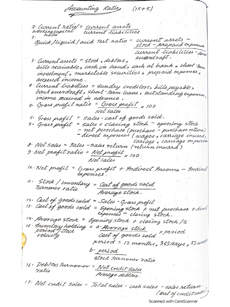 Ratio Formulas | PDF