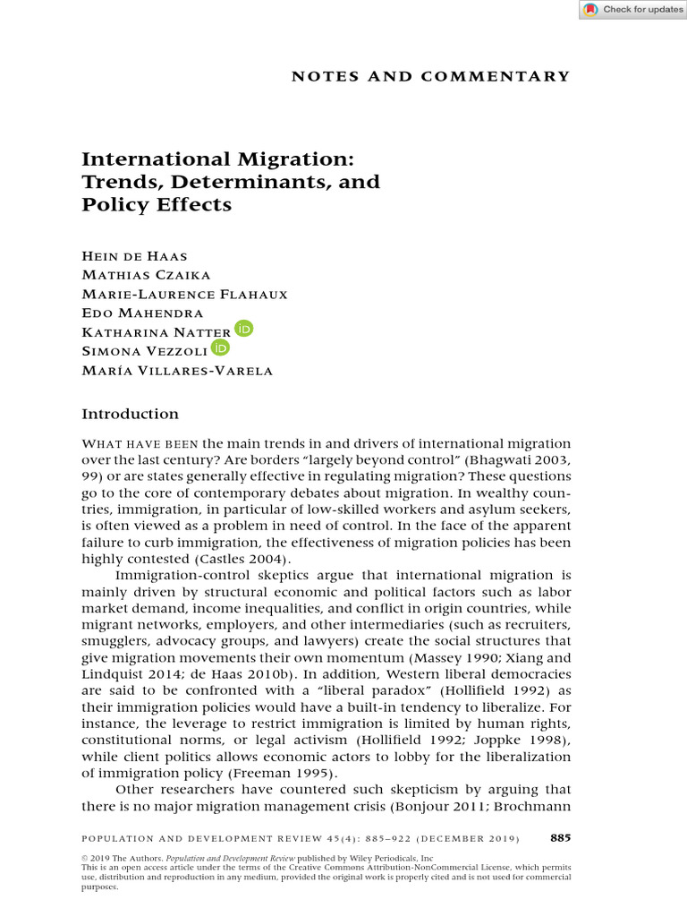 Population Development Rev - 2019 - Haas - International Migration ...