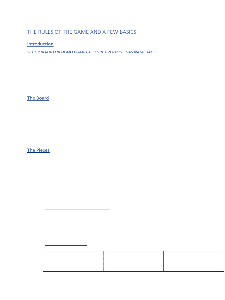 The Rules of The Game and A Few Basics | PDF | Board Games ...