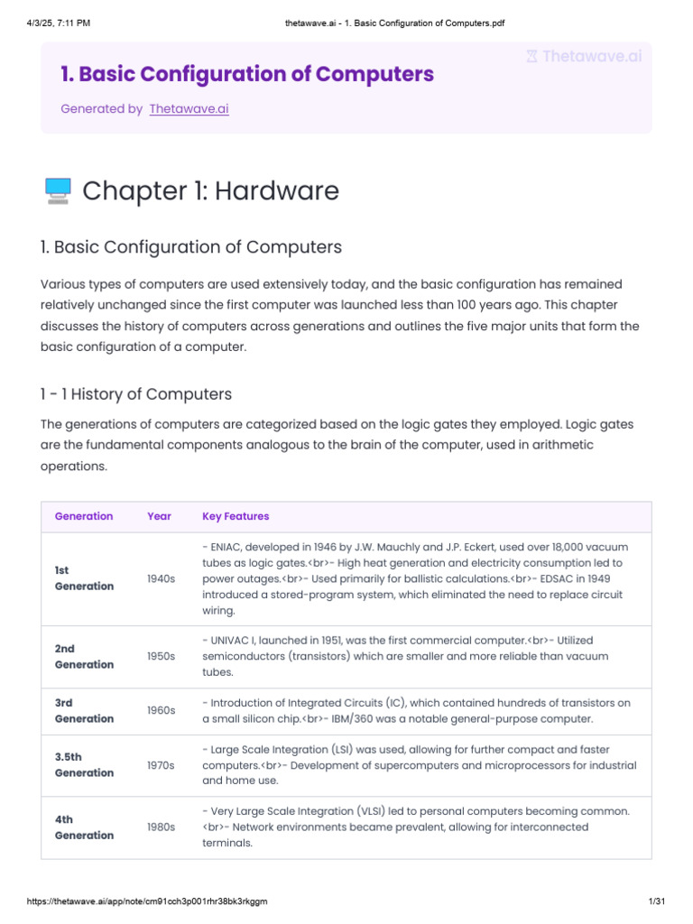 Thetawave AI Computer Basics Guide | PDF | Random Access Memory ...