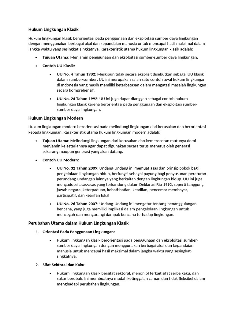 Hukum Lingkungan Uu Klasik Dan Modern | PDF