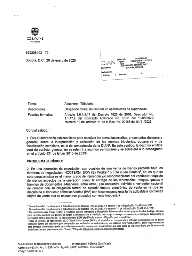 2025-01-20 - Concepto 73 Obligación de Facturar en Exportaciones ...