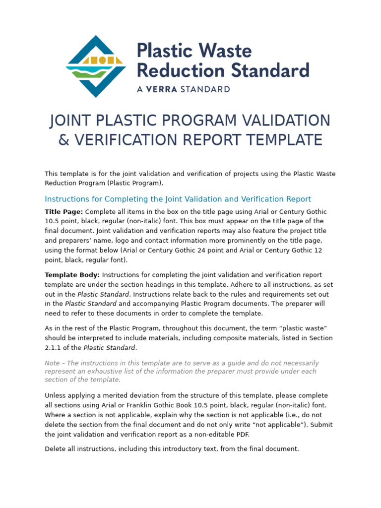 Joint-Plastic-Program-Validation-and-Verification-Report-Template-v1.0 (1) | PDF | Verification ...