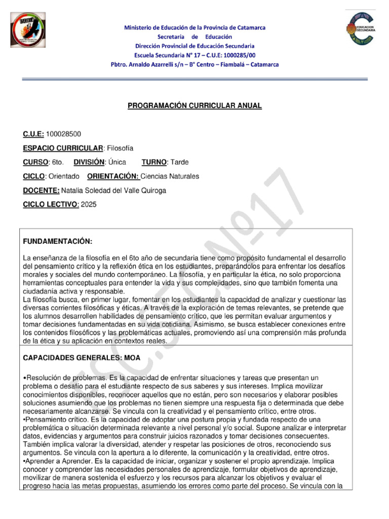 Filosofia 2025 Profe Naty (P) | PDF