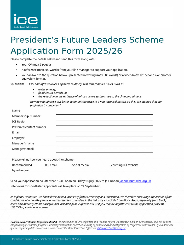 Presidents Future Leaders Application 2025 | PDF