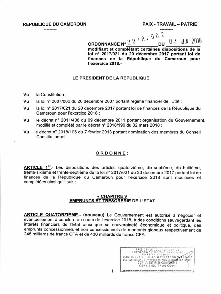 Ordonnance N2018002 | PDF