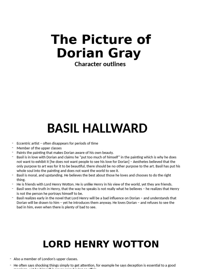 Dorian Gray - characters | PDF | The Picture Of Dorian Gray