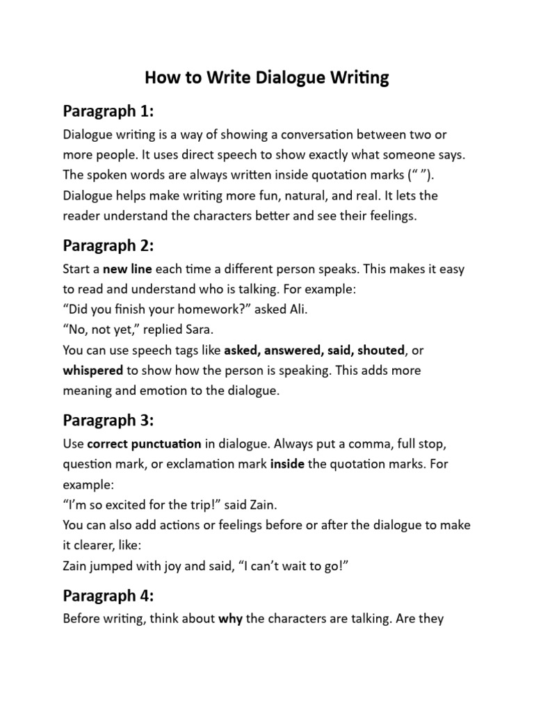 How To Write Dialogue Writing | PDF