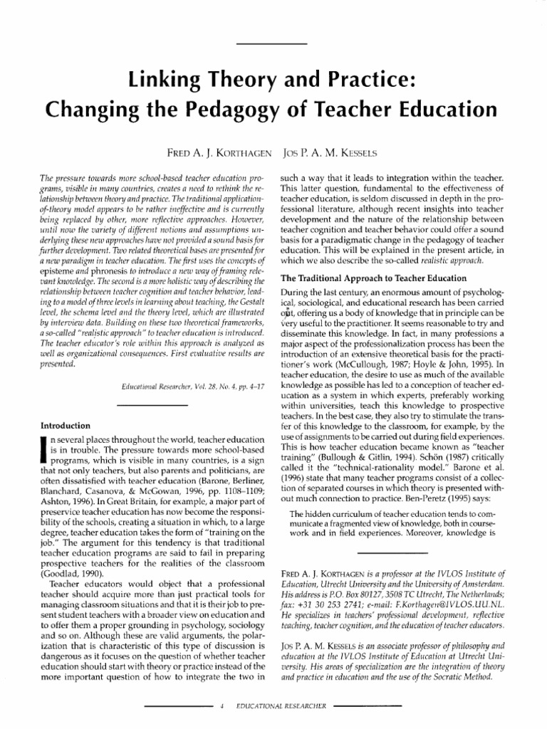 Rethinking Teacher Education Pedagogy | PDF | Theory | Knowledge