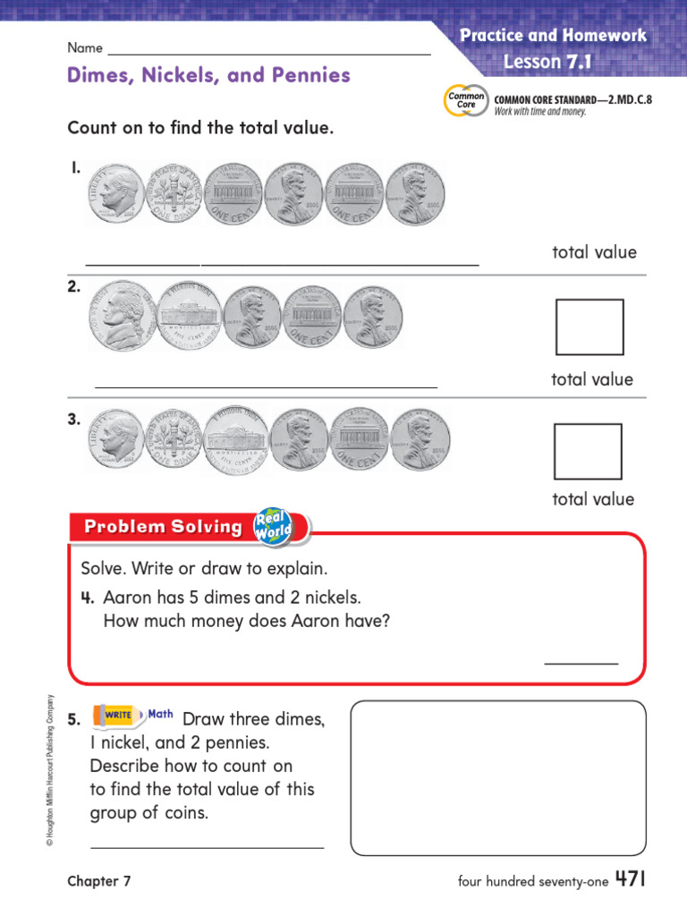 Dimes, Nickels, and Pennies: Count On To Find The Total Value | PDF ...