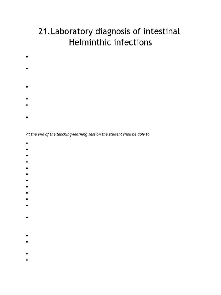 Intestinal Helminth Diagnosis and Management | PDF | Infection ...