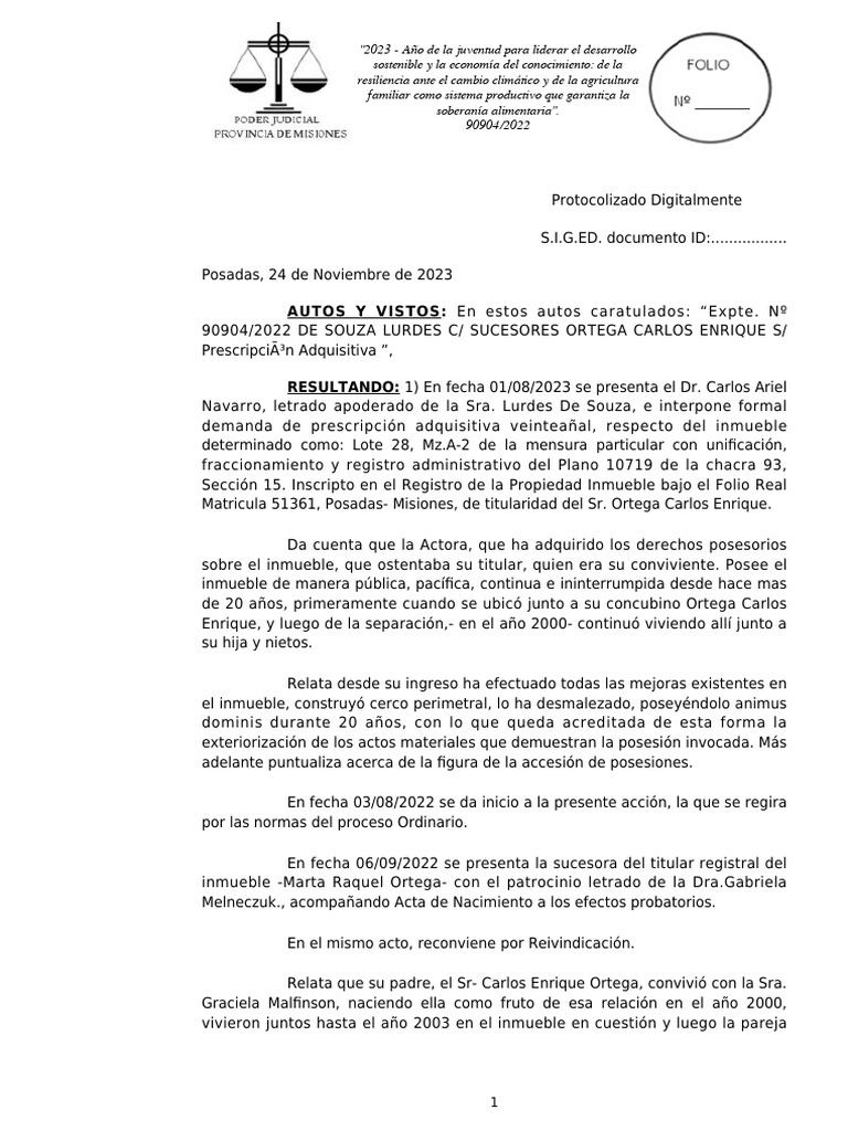 Sentencia | PDF | Posesión adversa | Posesión (Ley)