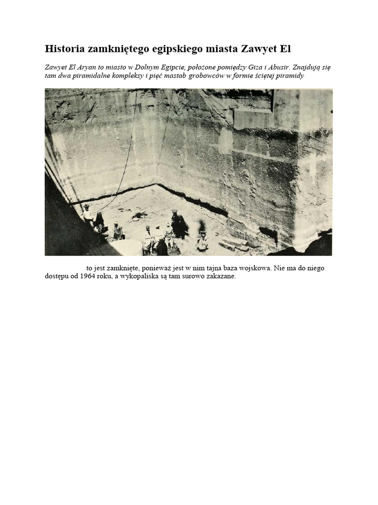 Historia Zamkniętego Egipskiego Miasta Zawyet El Aryan | PDF